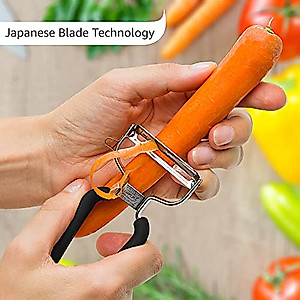 LURCH Germany Universal Ultra Sharp Stainless Steel Vegetable Y Peeler for Potatoes, All Fruits & Veggies | Non-Slip Comfortable Handle | 5.1 x 2.3 Inches / 13 cm x 6 cm - Black