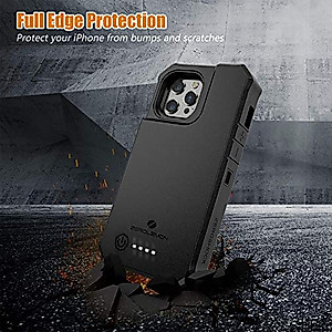 ZEROLEMON Battery Case for iPhone 12 Pro Max, 10000mAh Wireless Charging & Lightning Headphone Supported, RuggedJuicer Extended Battery Charger Case for iPhone 12 Pro Max 6.7" 2020 - Black