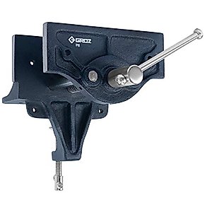 Groz Portable Woodworking Vise, 6-Inch, Clamp on or Bolt to Bench, Cast Iron with "Toe-in" Feature (39006)