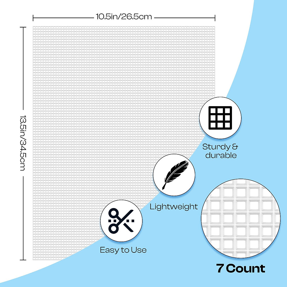 Caydo 2 Pieces 7 Count Plastic Mesh Canvas Sheets for Embroidery, Acrylic Yarn Crafting, Knit Crochet Projects and Make Aquarium Dividers (10.5 X 13.5 Inch)