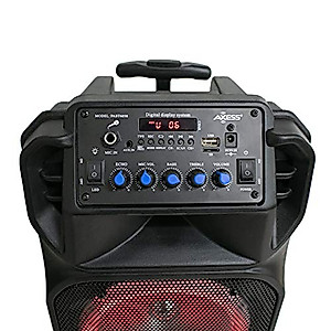 Axess Portable Wireless Bluetooth Speaker — 8 Inch Woofer & 1.5" Tweeter, TWS Link+, Wireless Microphone FM Radio Aux USB and Mic Inputs, Stereo Sound System Speakers with LED Lights Model PABT6038