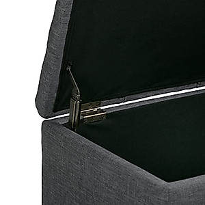 SIMPLIHOME Dover 44 inch Wide Rectangle 3 Pc Lift Top Storage Ottoman in Upholstered Slate Grey Tufted Linen Look Fabric, Footrest Stool, Coffee Table for the Living Room, Contemporary