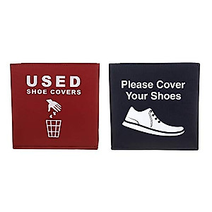 Yolju 2 Pack Shoe Cover Boxes for Realtor, Home, Office. Blue and Red Foldable Boxes Come as a Set with Please Cover Your Shoes and Used Shoe Covers Sign for Disposable Booties