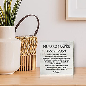 Nurse's Prayer Wood Box Sign Home Decor Rustic Nurse Wooden Box Sign Block Plaque for Wall Tabletop Desk Home Nurse Office Decoration 5" x 5"