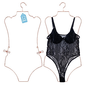 Stylish Body Shape Bikini Hanger Wire Display-Metal Lingerie Hangers for Swimsuits and Bathing Suits Hangers - Showcase and Organize Your Swimwear Collection with Elegance(Pink Gold(Set of 12))