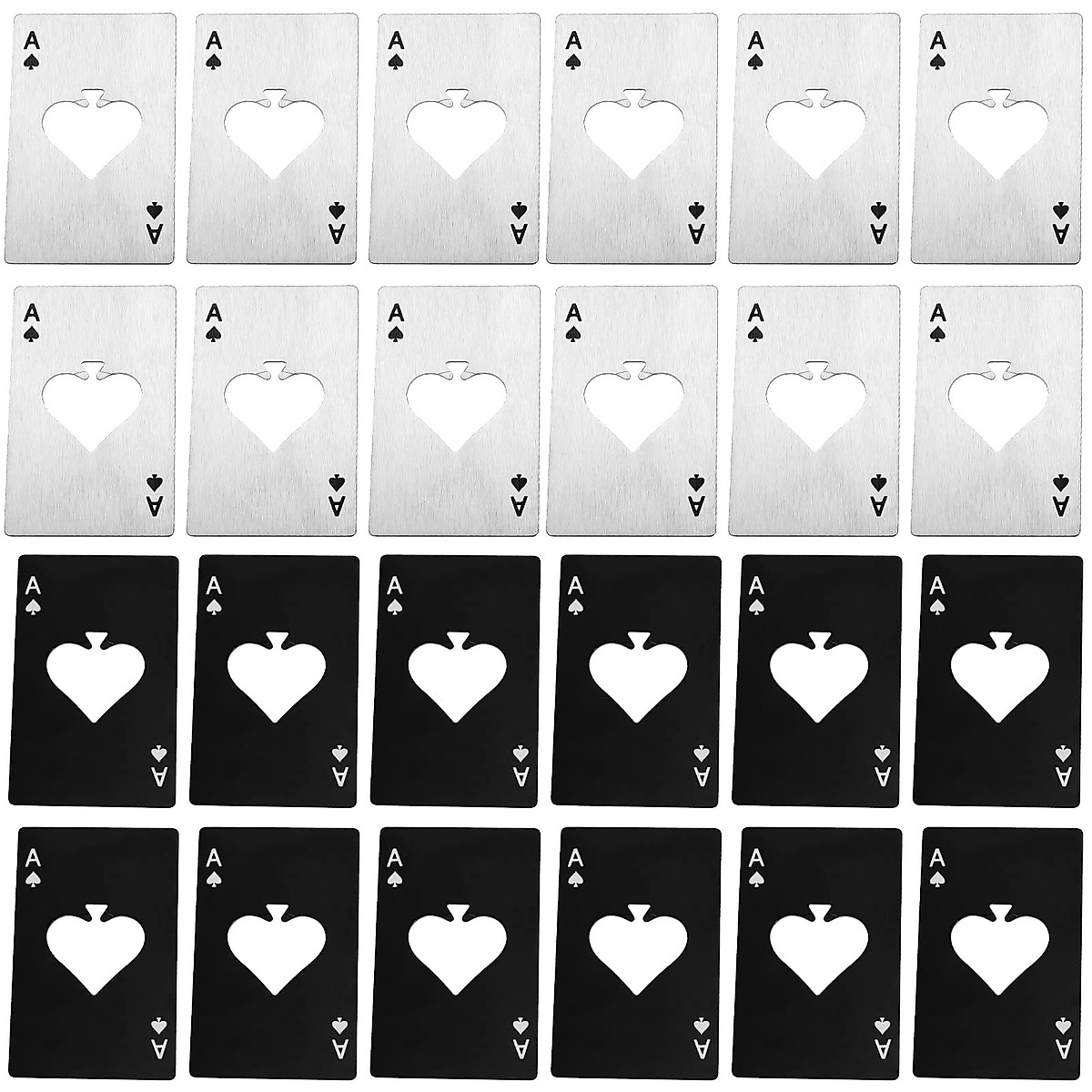 50 Pieces Poker Card Bottle Openers Groomsmen Ace of Spades Bottle Opener Stainless Steel Beer Bottle Opener for Your Wallet and Pocket, Nice for Groomsmen Present, Black, Silver