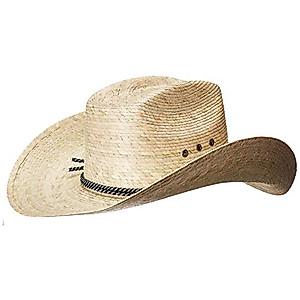 MEXIMART 8 Second Cowboy Hat Mexican Palm Leaf Light Tan Straw Wide Brim