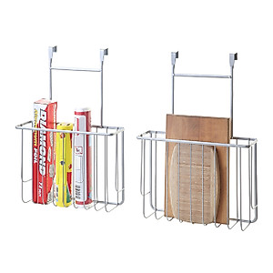 SunnyPoint Over The Cabinet Door Organizer Holder (SET OF 2) (Silver, 13.5 X 9.5 X 3.2 (basket Size))