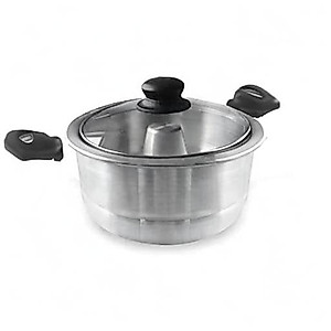 Bene Casa - Aluminum Flan Mold Double Boiler with Glass Lid (1.6 Liter) - Includes Aluminum Inner Pan (8") - Dishwasher Safe