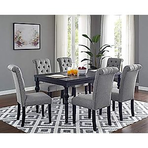 Roundhill Furniture Leviton Urban Style Counter Height Dining Set: Table and 6 Chairs, Grey