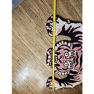 Generic 5ft Pink Tibetan Tiger Area Rug pet Bed Tufted High Pile XLarge Indoor Machine Washable Carpet Nonslip TPR Backing - Bedroom, Bathroom, Living & Dining Room