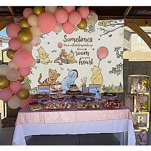 Classic Bear Backdrop Cartoon Animal Honey Bear Forest Friends 1st Birthday Photography Background Banner Boy Girls Newborn Baby Shower Party Decorations Supplies (8x6ft)