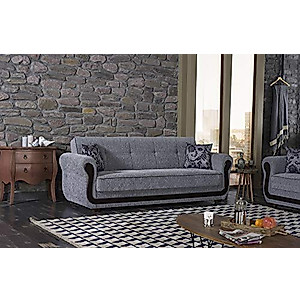 BEYAN Surf Avenue Collection Tufted Large Folding Sofa Sleeper Bed with Storage Space and Includes 2 Pillows, Gray