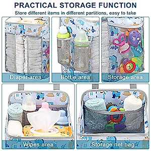 Accmor Hanging Baby Diaper Caddy Organizer, Diaper Stacker, Baby Crib Hanging Classified Storage Bag Organizer for Changing Table, Crib, Playard or Wall & Nursery Organization, White