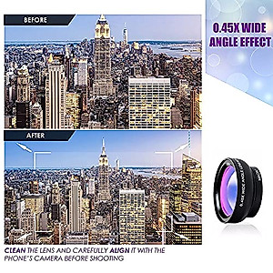 2 in 1 Camera Lens 0.45x Super Wide Angle&12.5X Macro Mobile Phone Lens Kit for Smartphones