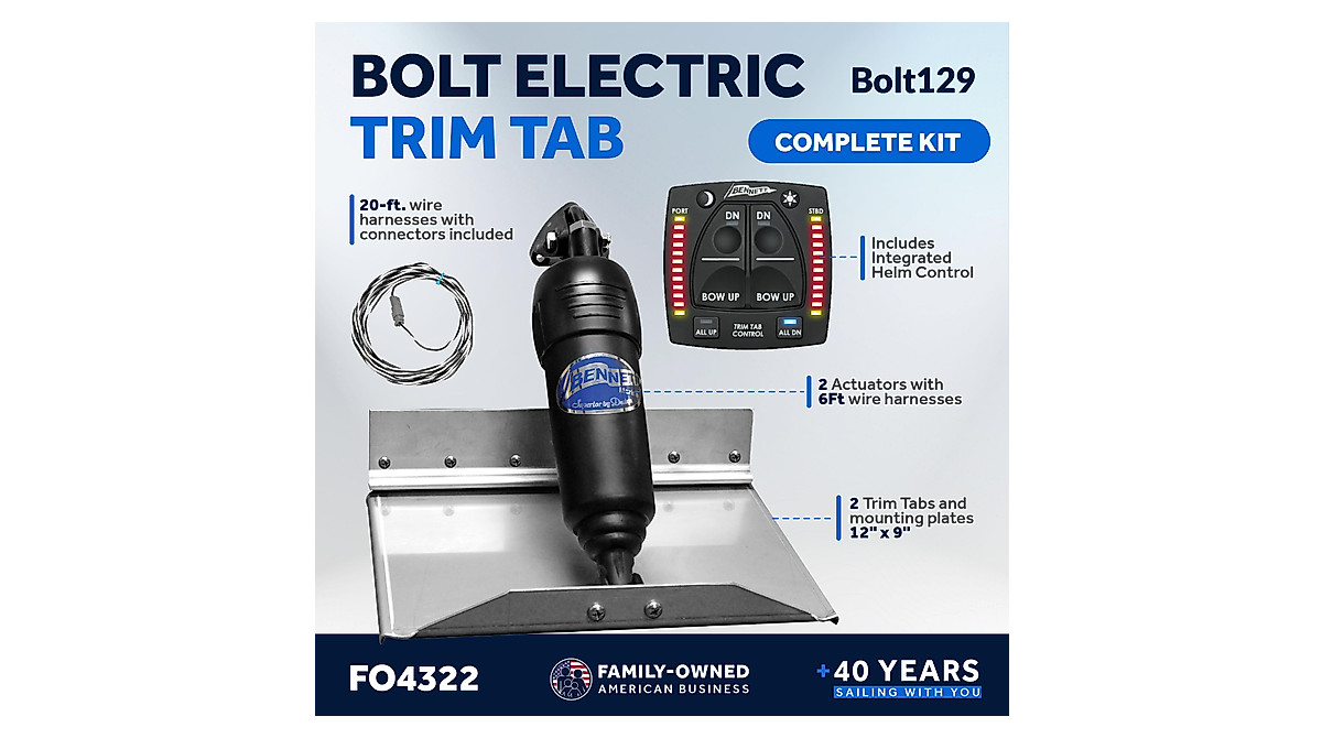 Bennett Bolt Electric Trim Tab System - Complete Kit 12V