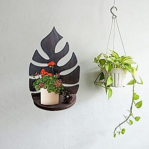 Lopunny Wooden Storage Shelves, Farmhouse Monstera Wall Storage Rack Wood Display Wall Mounted Rustic Shelf Rural Rack for Bedroom Living Room Hallway Office Decor Home Corridor Ornament