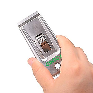 FOSHIO Stainless Steel Retractable Razor Blade Scraper for Glass Adhesive Removing Cooking Stove Top Grease Cleaning with 10PCS 1.5" Blades Cutter Tools