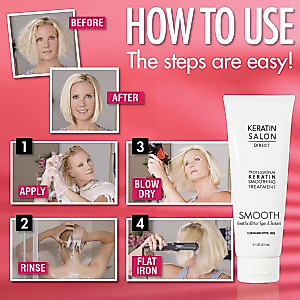 Keratin Salon Direct Keratin Hair Treatment, 4 oz | Frizz Control, Formaldehyde Free, Salon Quality, Smoothing Treatment, Long Lasting, Cream for All, Frizzy, Curly, Dry, Damaged Hair