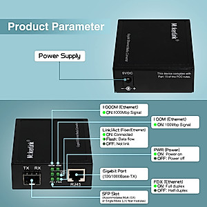MokerLink Gigabit SFP to RJ45 Converter, Fiber to Ethernet Media Converter, 10/100/1000Mbps RJ45 Port, 1000Base-SX/LX SFP Slot, Support MiniGBIC Module
