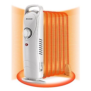 Homeleader Mini Oil Filled Heater, Portable Space Radiant Heater with Adjustable Thermostat, Electric Personal Heater with Overheat Safety, for Home and Office, 700W, White