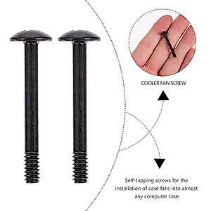 Radiator Screws, 50pcs Computer Case PC Fan Screws Black, Round Head Tapping Screw Long Screws 30mm