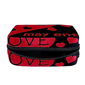 TBOUOBT Cosmetic Travel Bags, Makeup Case, Makeup Bag for Toiletries, Valentine'S Day Love Only May Enter Here