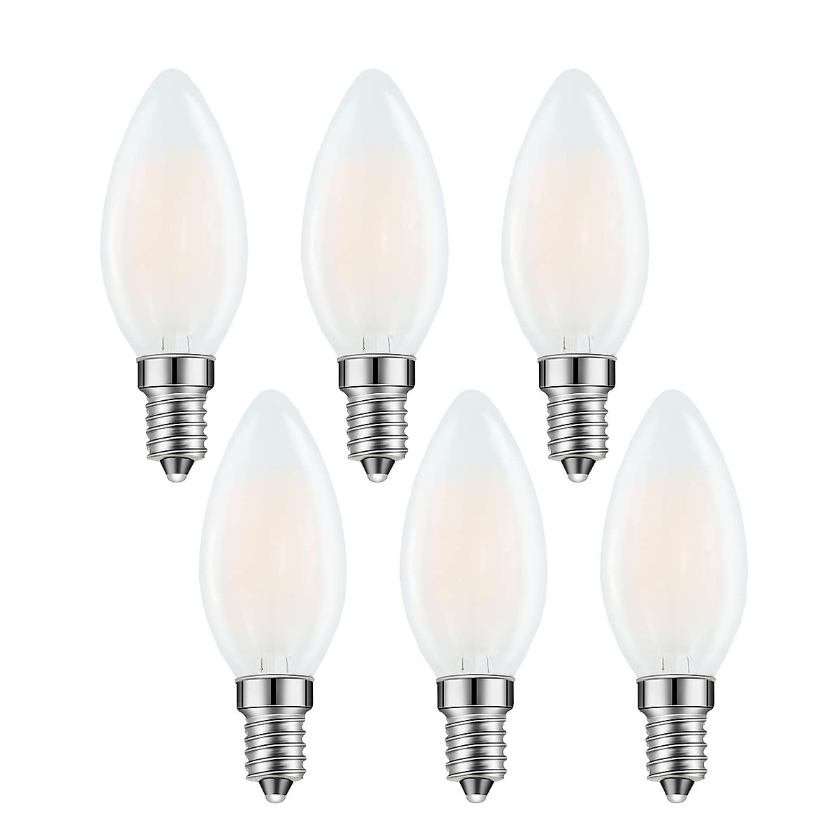 Lamsky E14 LED Bulb European Base 4W LED Chandelier Light Bulbs Dimmable 40W Equivalent,110V 2700K Warm White,Frosted Glass Decorative Bulb,6 Pack
