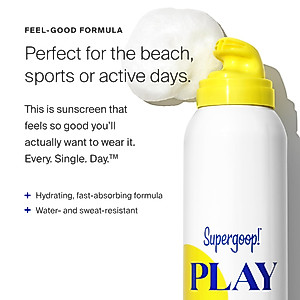 Supergoop! PLAY Body Mousse SPF 50 with Blue Sea Kale - 6.5 oz - Broad Spectrum Whipped Sunscreen for Sensitive Skin - Fun to Apply - Great for Active Days
