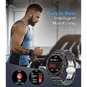 Smart Watch for Men Answer/Make Call,1.39''HD Touchscreen,400 mAh Battery,100 Sports Modes, 5ATM Waterproof Smartwatch with Heart Rate/SpO2/Blood Pressure Fitness Watch for Android/iOS Black