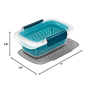 OXO Good Grips Prep & Go 1.9 Cup/0.45 L Container with Colander | Leakproof Food Storage | Perfect for rinsing and storing fruits and veggies | BPA Free | Microwave and Dishwasher Safe | Freezer Safe