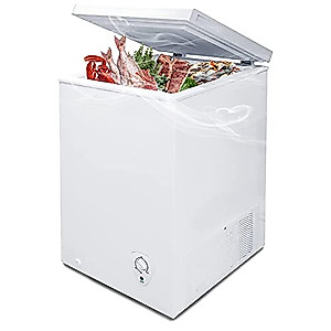 SMETA Deep Freezer Small 4.0 Cubic Feet, Chest Freezer Garage Outdoor Freezers, Freezer Chest Mini Thermostat Control, Compact Freezer for Apartment, Office, Kitchen with Flip-Up Lid, White