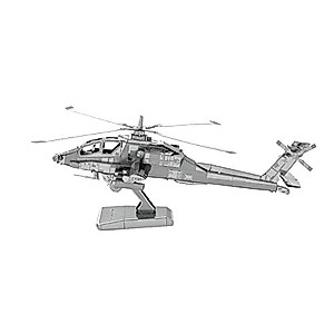 Metal Earth Fascinations AH-64 Apache 3D Metal Model Kit Bundle with Tweezers