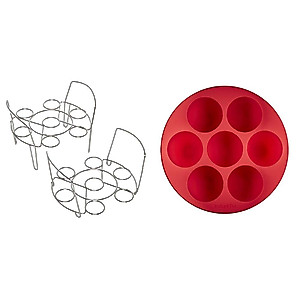 Instant Pot 5252281 Official Wire Egg Racks, Set of 2, Compatible with 6-quart & 8-quart cookers and Official Silicone Egg Bites Pan with Lid