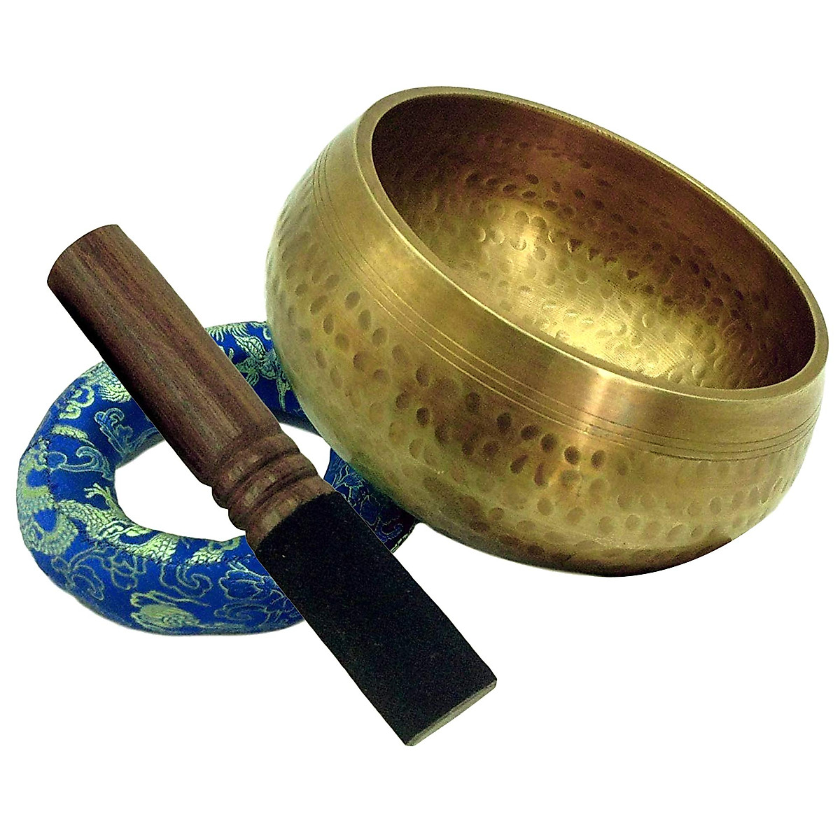 2.2 Pounds Large 5.90 Inches Meditation Grade Professional Quality Hand Hammered Tibetan Singing Bowl Set Yoga Sound Bowl Made with Seven Metals for Healing and Relaxation