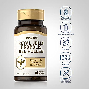 Piping Rock Royal Jelly Propolis Bee Pollen | 60 Caplets | Vegetarian, Non-GMO, Gluten Free Supplement