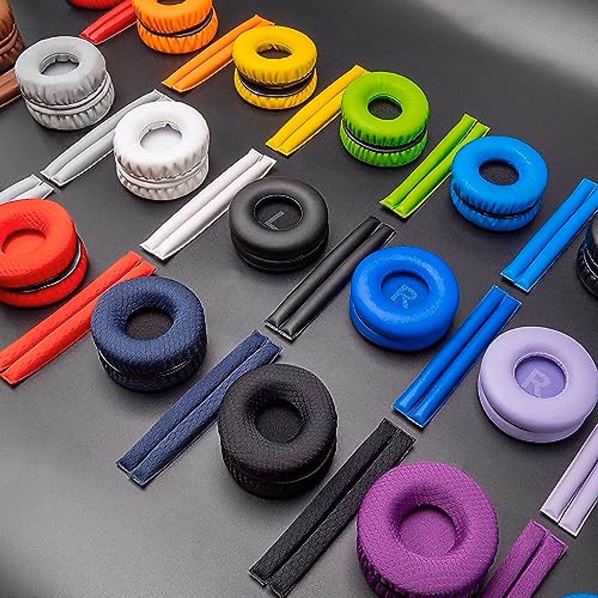 Voarmaks Rainbow Color Ear Pads Headband Cushion Kits Compatible with Sennheiser HD25 HD250BT HD25-ll HD25S Il HMD25 Headphone Foam Covers (Orange Sets)