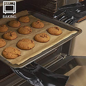 Creole Feast TG1305 Heat-Resistant BBQ Oven Gloves, Waterproof and Heavy-Duty Insulated Mitts, Perfect for Grilling, Fryer, Cooking and Baking, Black