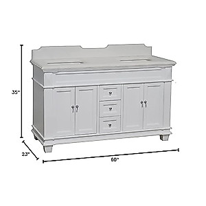 Kitchen Bath Collection Elizabeth 60-inch Double Bathroom Vanity (Quartz/White): Includes White Cabinet with Stunning Quartz Countertop and White Ceramic Sinks