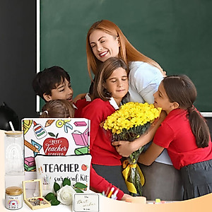 Frerdui 6 Pcs Teacher Appreciation Gift, Thank You Teacher Gifts, Back to School Gifts, Best Teacher Gifts for Women, Christmas Gifts for Teachers, 18 OZ Coffee Glass Candle Set Gifts for Teachers