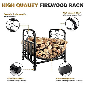 YEEGO DIRECT Weatherproof Firewood Rack Indoor Outdoor 17 Inch Outdoor Firewood Holder Easy Assembly in 10mins, Indoor Log Rack for Fireplace