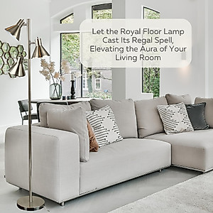 LIGHTACCENTS 3 Light Brushed Nickel Floor Lamp with 3 Adjustable Reading Room Lights - Tree Style Standing Lamp with Adjustable Lights - Floor Standing Pole Light - Living Room Lamp (Brushed Nickel)