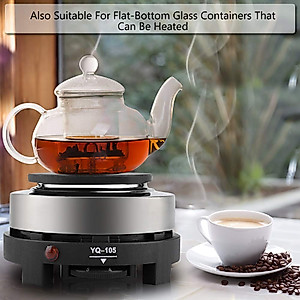 Silver,Black Small Hot Plate,Hot Plate Electric Stove, Portable 500W Electric Mini Stove Hot Plate Multifunction Home Heater Portable Single for Milk Water Coffee Heating (US Plug