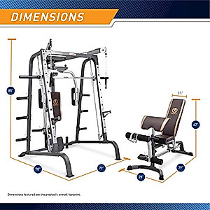 Marcy Smith Cage Workout Machine, Full Body Workout Bench for Home Gym, Gym Equipment with Linear Bearing, Steel MD-9010G (MD-9010)