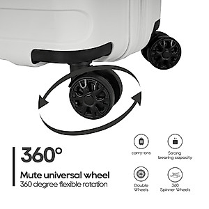 GinzaTravel 3-piece set white color luggage with scratch-resistant PP material, expandable(（all 20 24 28), Super light, thickened, large-capacity double seal suitcase