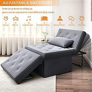 TC-HOMENY Sofa Bed with Pillow, 4 in 1 Multi-Function Adjustable Backrest Sleeper Chair Bed, Soft and Thick Sponge Cushion with Convertible Sofa Chair