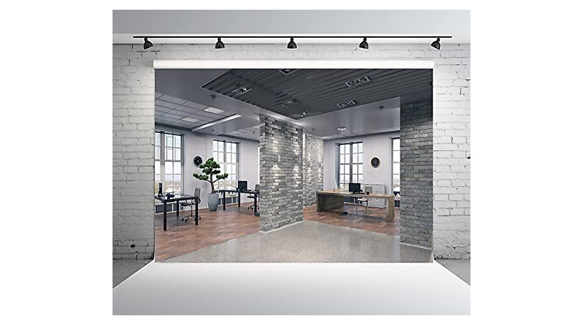 BELECO 7x5ft Modern Office Backdrop for Video Calls & Photoshoots