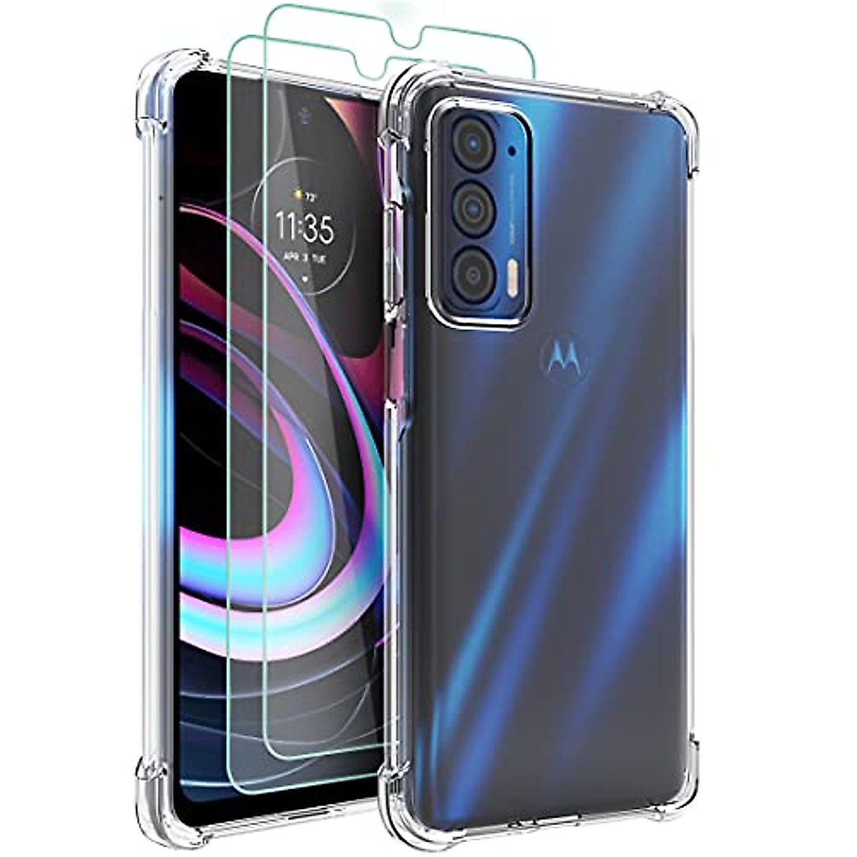 Osophter for Moto Edge 2021 Case,Moto Edge 5G UW Case Clear Transparent Flower Reinforced Corners TPU Shock-Absorption Flexible Cell Phone Cover for Motorola Moto Edge 2021(Clear)