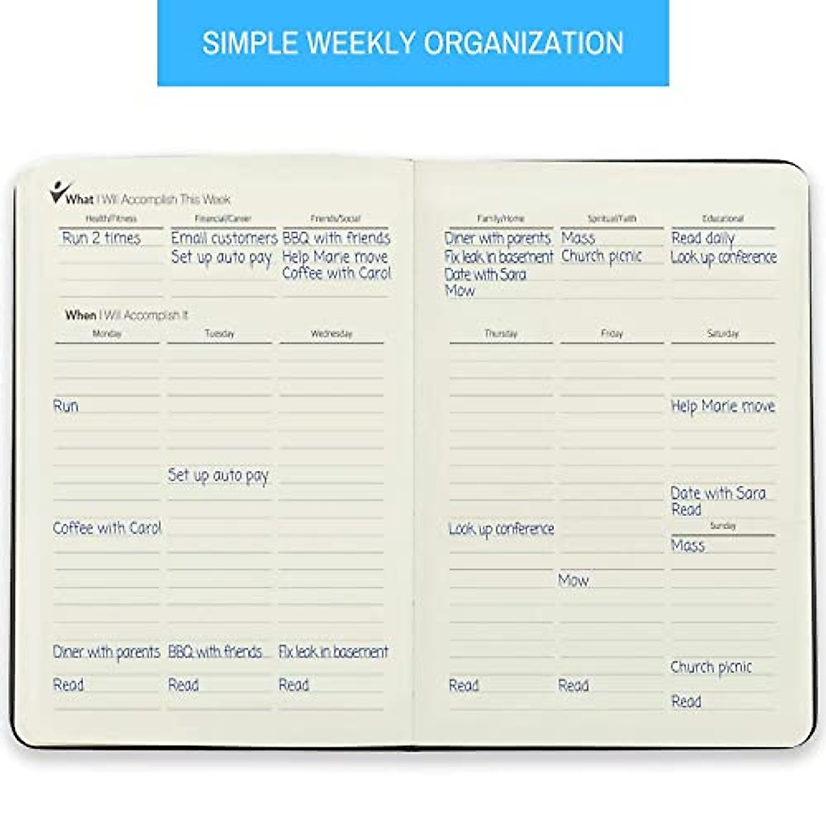 Goal Crazy Undated Planner - 90 Day Guided Journal, 2023 2024 Weekly Organization, Productivity Habit Tracker, Inspirational, Life Setting, Rose Gold, Pink Leather, Almond Pages