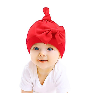 4 Sets Newborn Beanie Hat Gloves Set, Baby Hats and Mittens, Baby Girl Boy Baby Beanie with Bow, Spring Summer Autumn Winter Hats for Newborn Infant